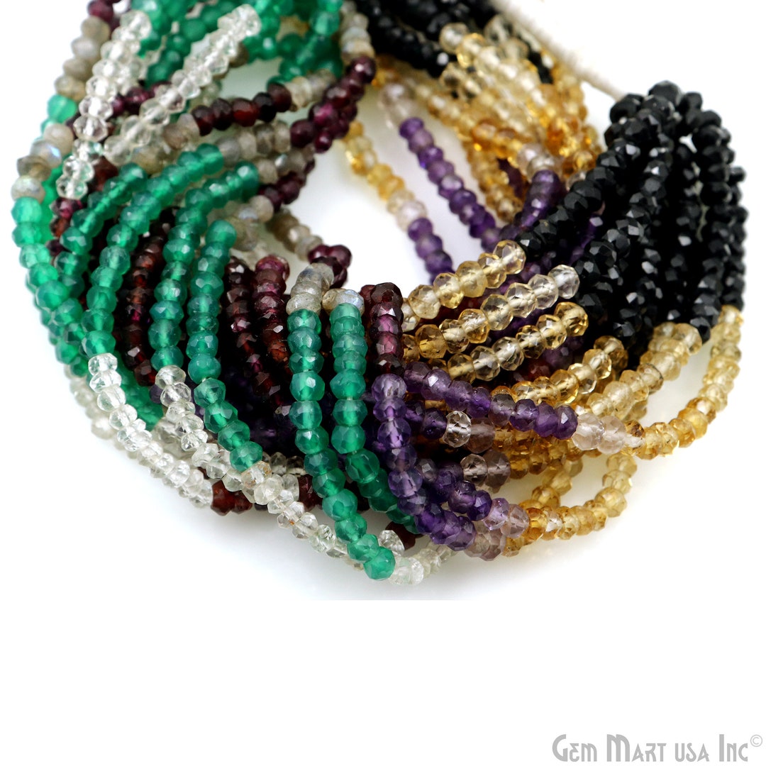 Multi Color Beads, Natural, Meditation Bracelet, Mardi Gras, 3-4mm 12.5 ...