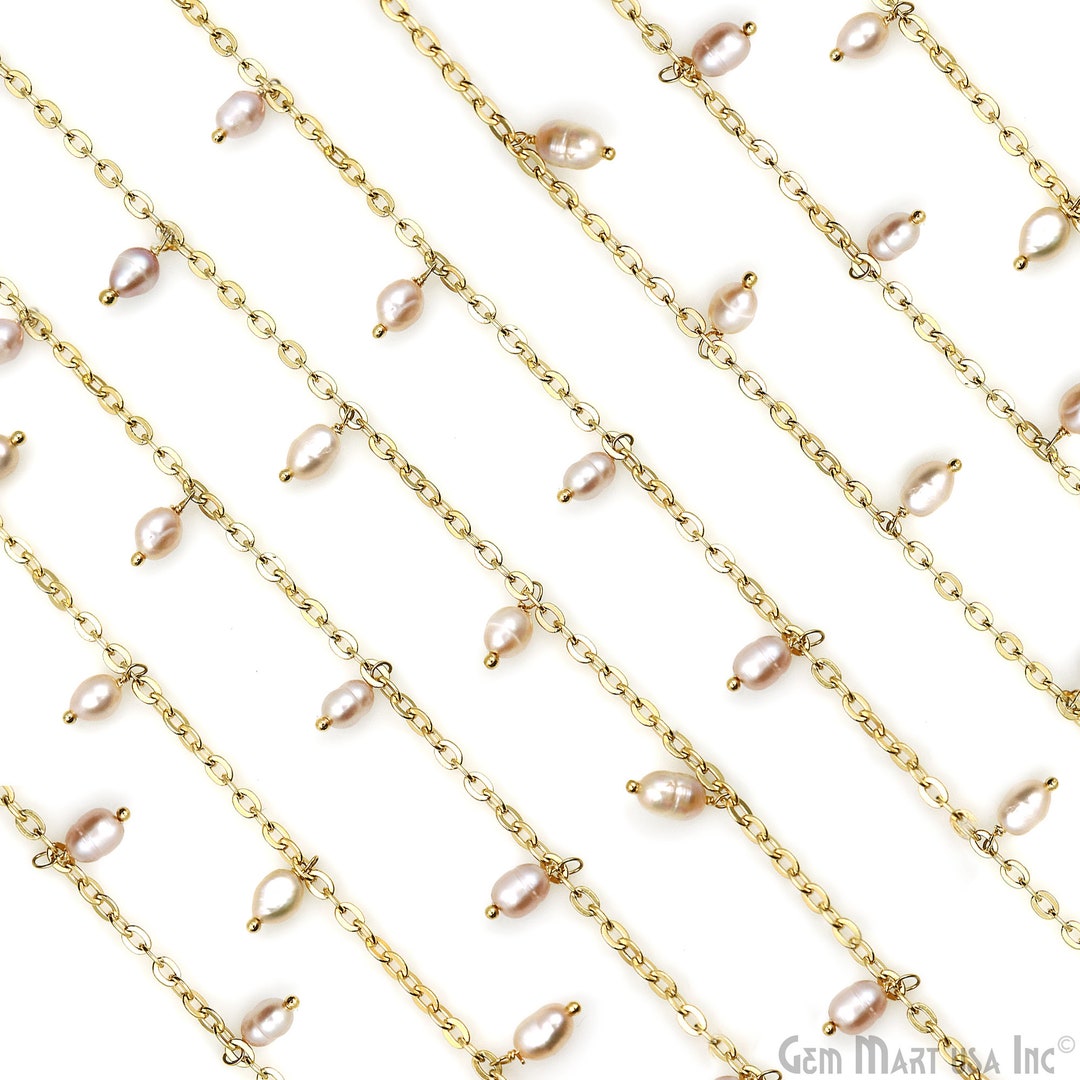 Pink Freshwater Pearl Rosary Chain, Cluster Chain, Cluster Dangle ...