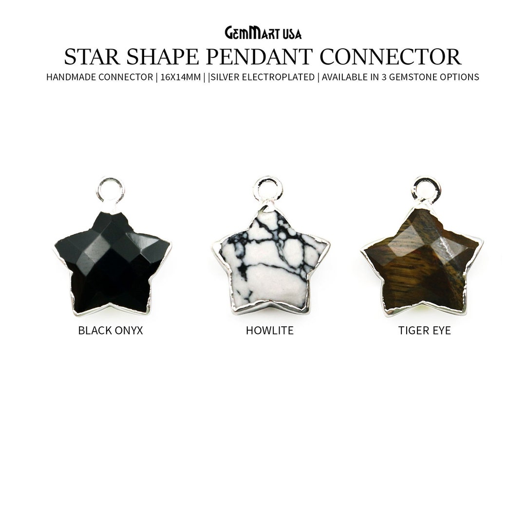 Star Connector, Gemstone Star Connector, Silver Electroplated Connector ...