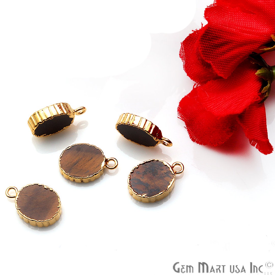 Oval Connector, Tiger Eye, 24k Gold, Gold Plated, Gold Bail ...