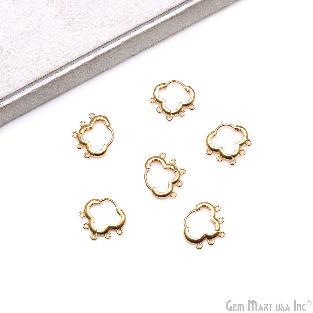 DIY Clover 5 Loop Hoop Clasp Finding Studs Gold Plated Hoop Earring 1 ...
