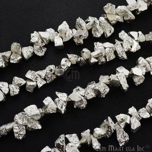 1 Strand Silver Color Pyrite Aaa High Quality Rough Nugget 10" Length ...