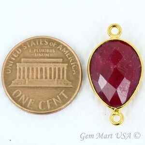 Natural Ruby, Bezel Pears Shape Connector, 12x16mm Pears 24k Gold ...