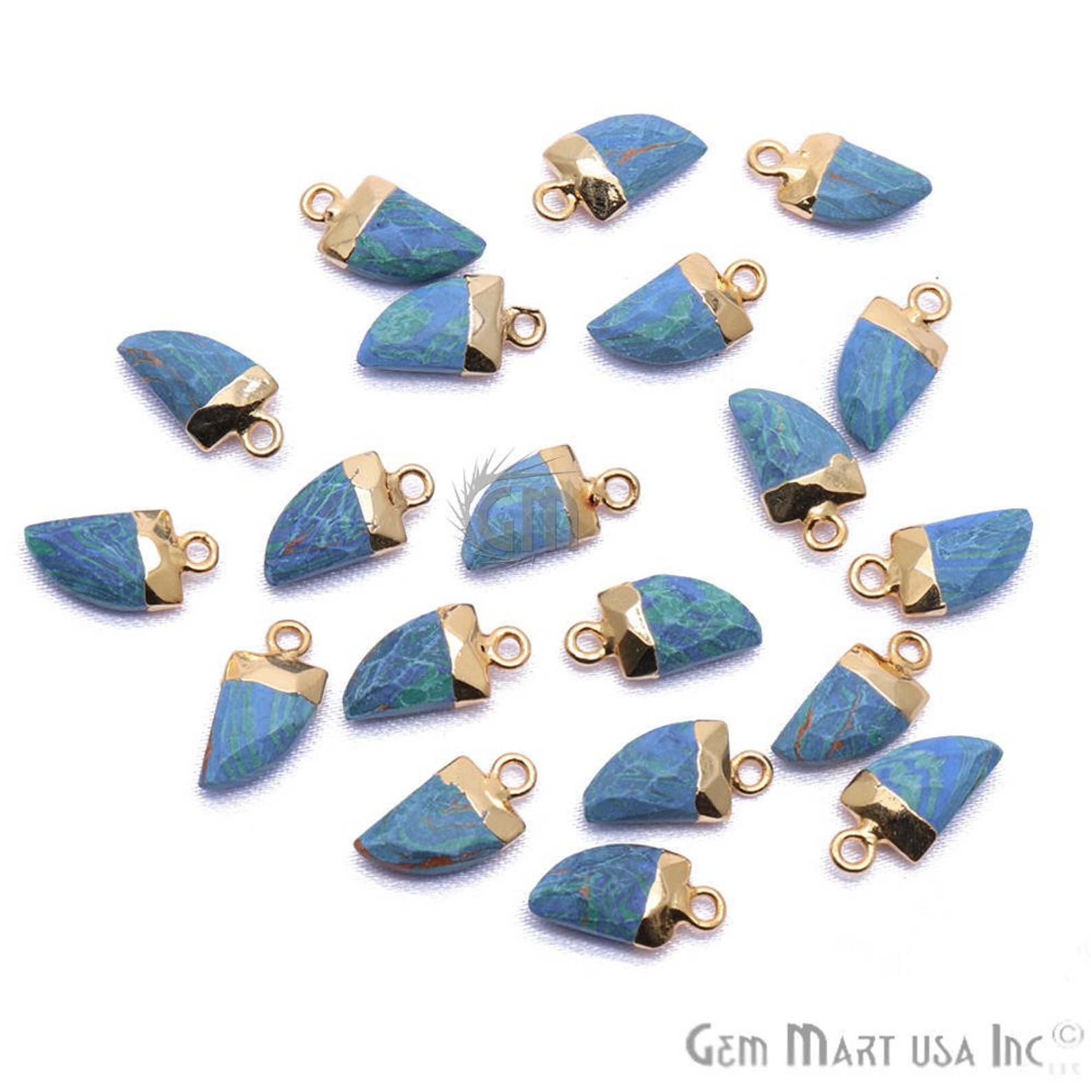 Lapis Jasper Connector, Gold Electroplated Pendant, Tiger Nail Shape ...
