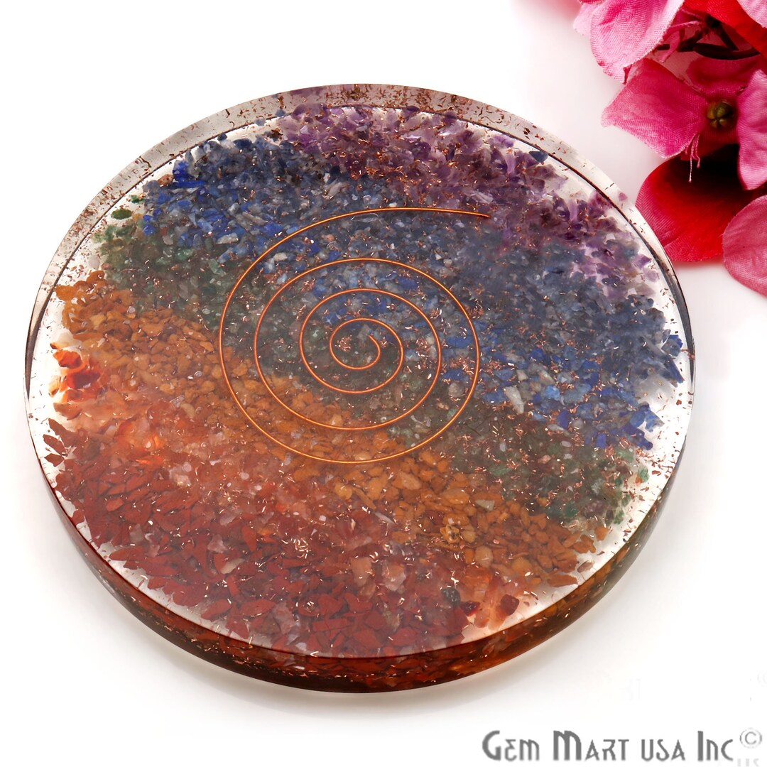 Seven Chakra Plate, Round Shaped Plate, Chakra Stones, Healing Stone ...