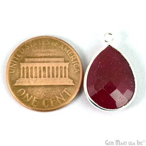 Natural Ruby, Bezel Pears Shape Connector,12x16mm Pears Silver Plated ...