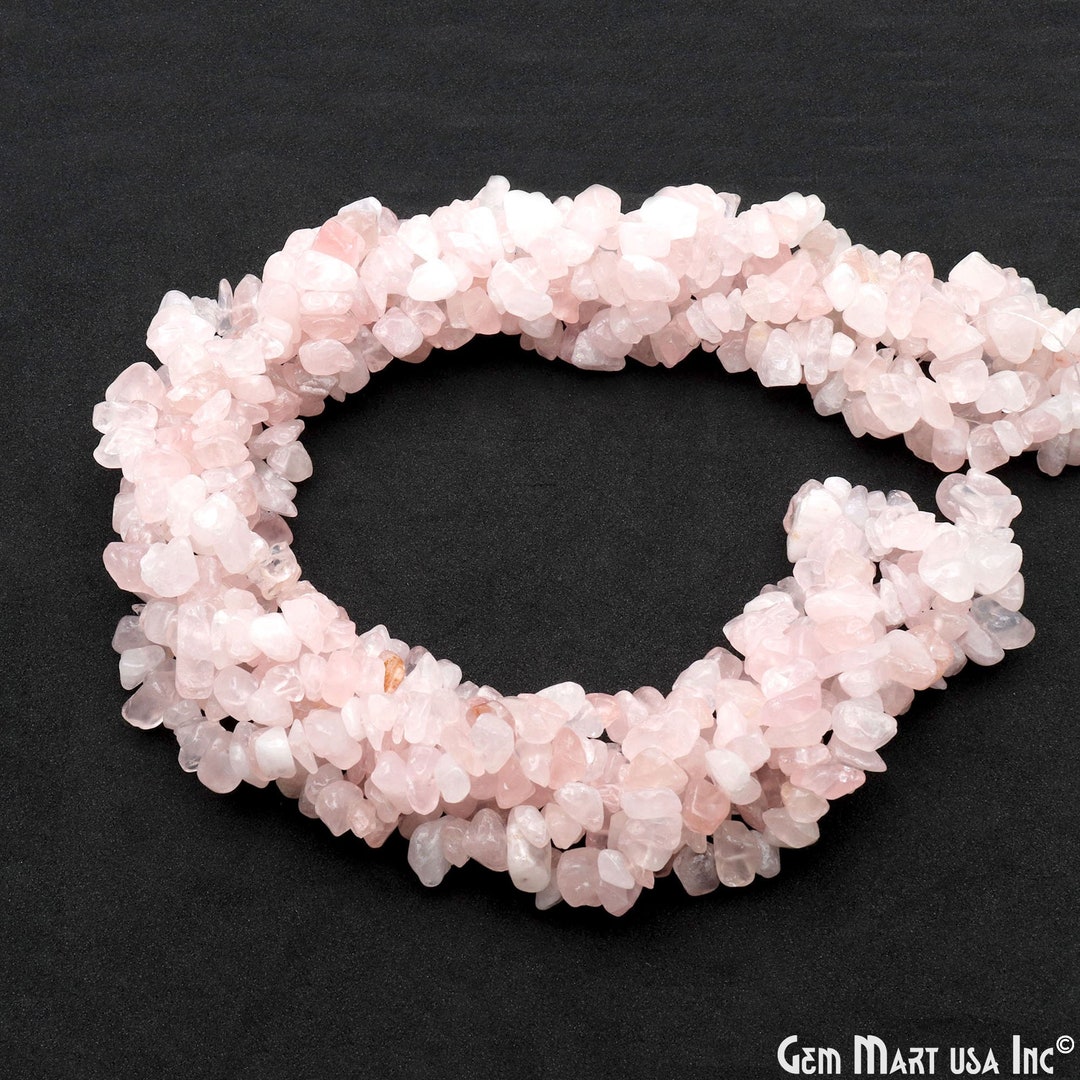Rose Quartz Chip Beads, 34 Inch, Natural Chip Strands, Drilled Strung ...