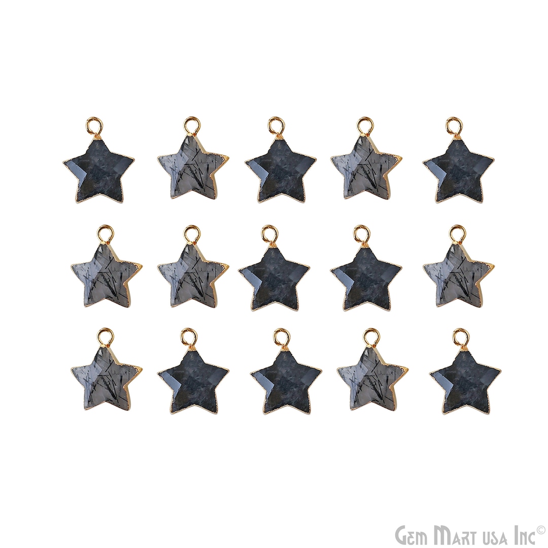 Rutilated Star Connector, Gemstone Connector, Gold Electroplated ...