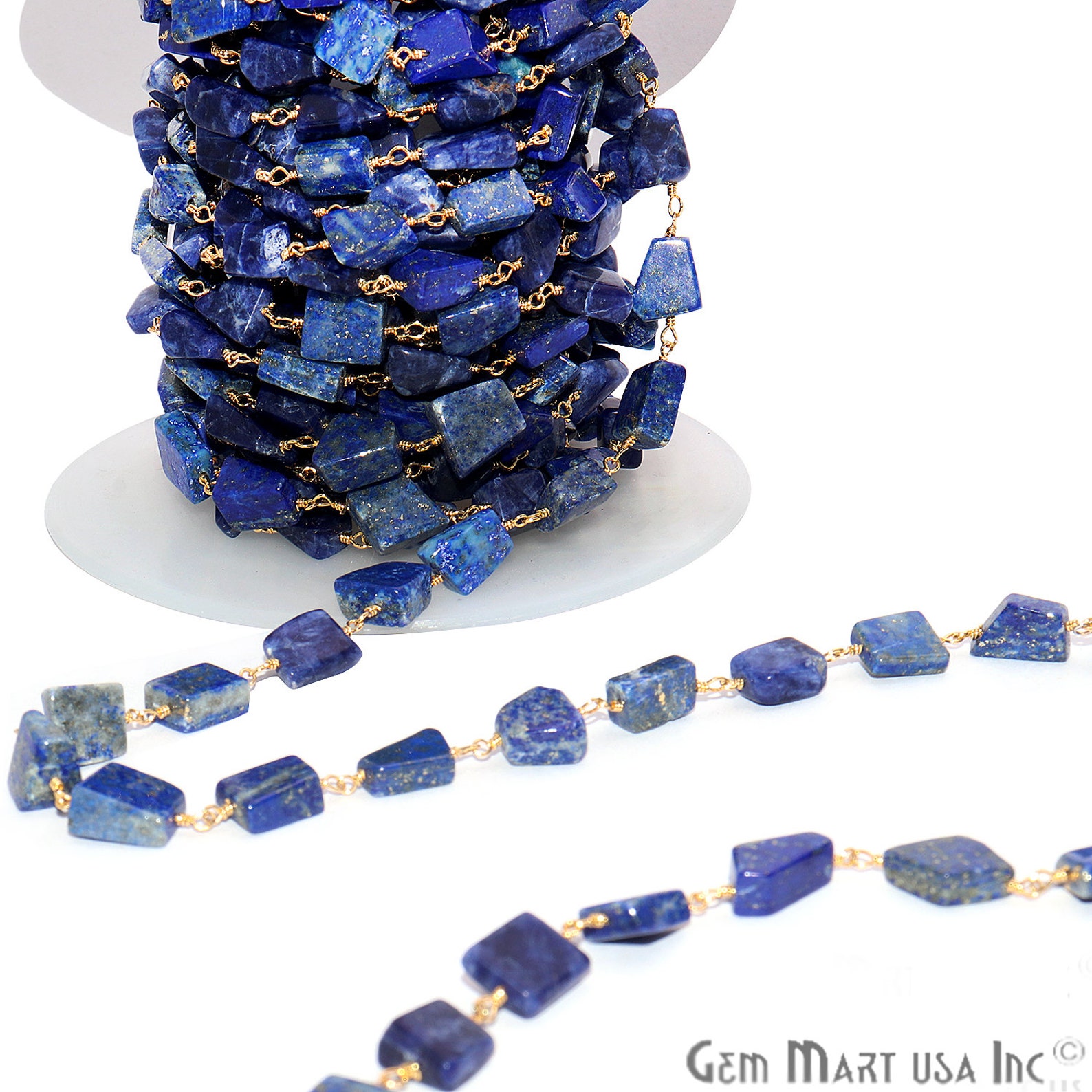 Rosary Chain, Lapis Smooth Tumble Rosary, Gold Chain, Faceted Rosary ...