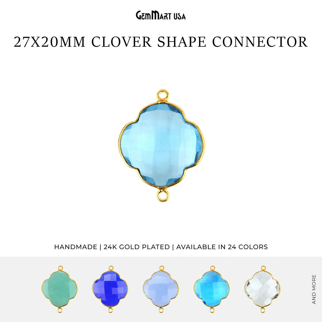 Clover Shape Gold Bezel Connector, 27x20mm Faceted Gemstone Pendant ...