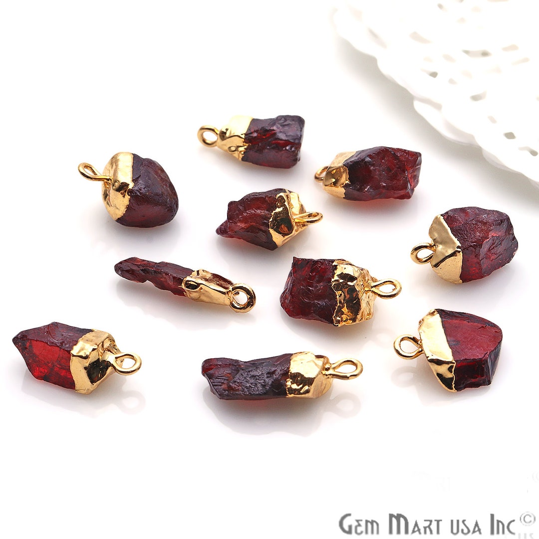 Garnet Natural Raw Nugget Crystal Gemstone Gold Electroplated, Jewelry ...