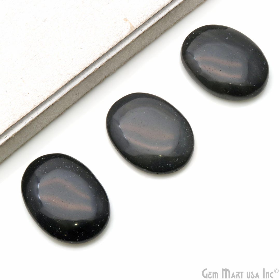 Black Onyx Oval Worry Stone - Natural Hand-carved Thumb Gemstone ...