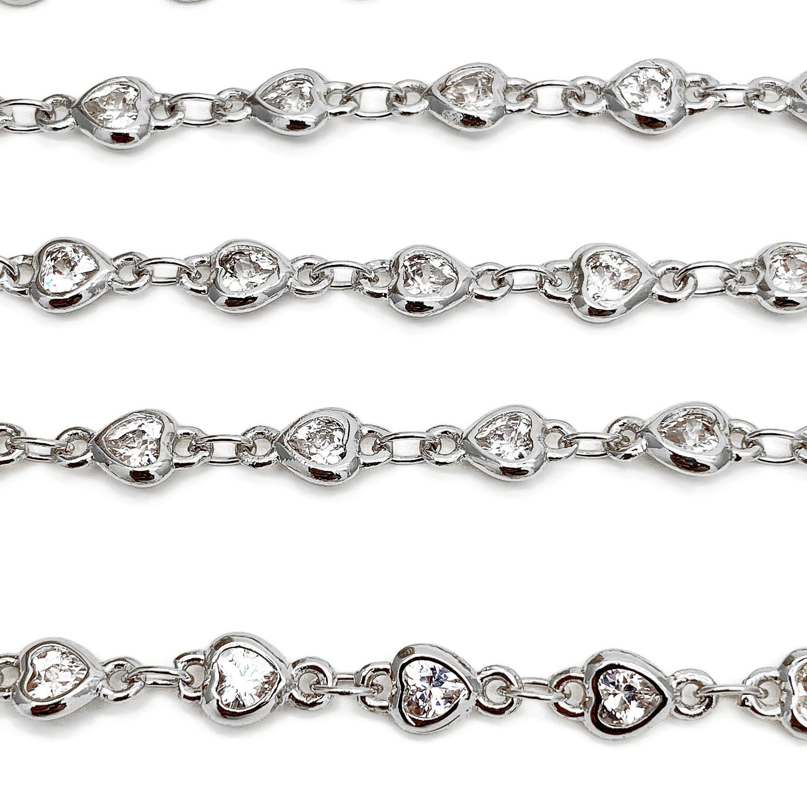 White Cubic Zirconia Chain Connector Chain Silver Plated - Etsy