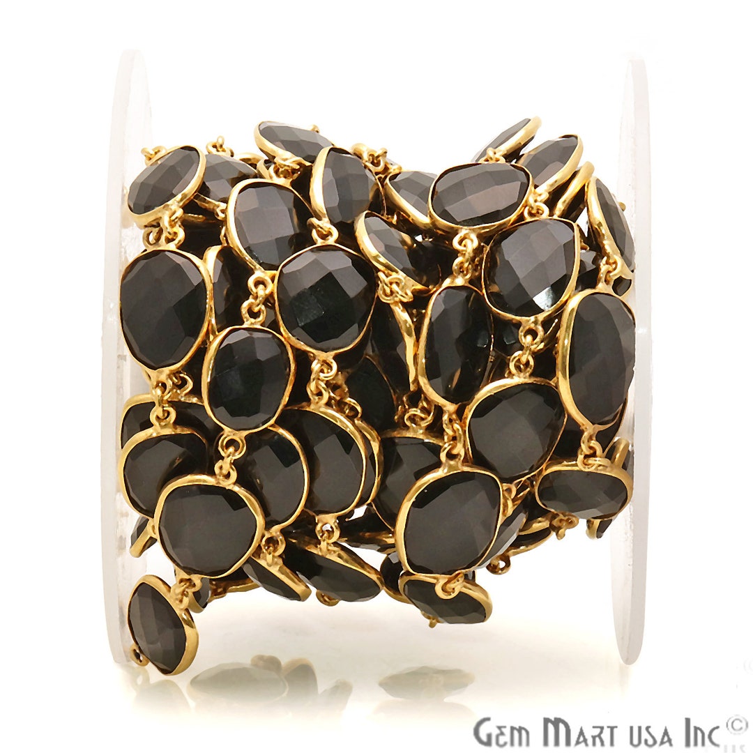Connector Chain, Black Onyx Connector Chain, Bezel Chain, Gold ...