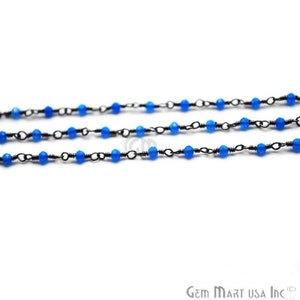 Sky Blue Chalcedony Chain, Rosary Chain, Faceted Bead Chain, Tiny Bead ...