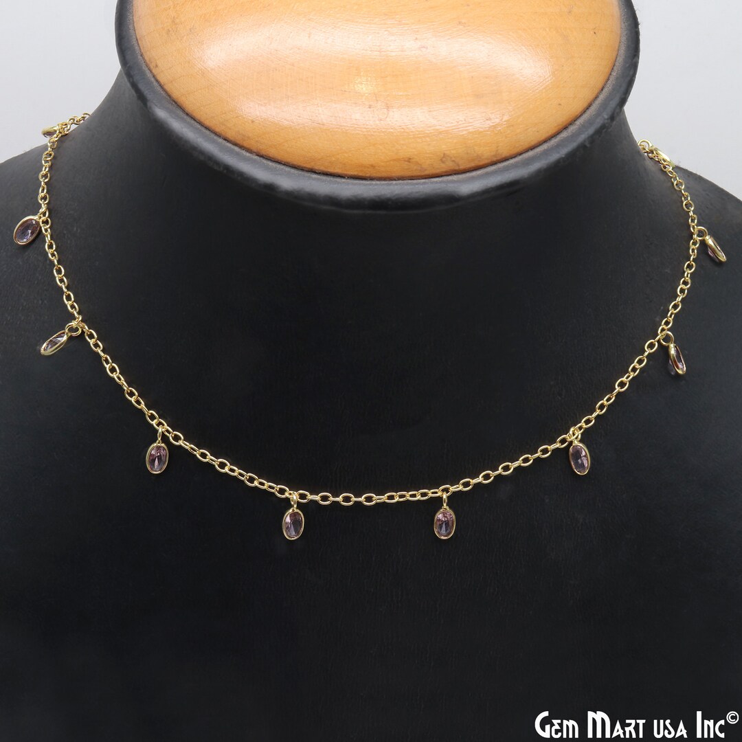 Morganite Connector Chain, Continuous Connector Chain, 5x3mm, Oval ...