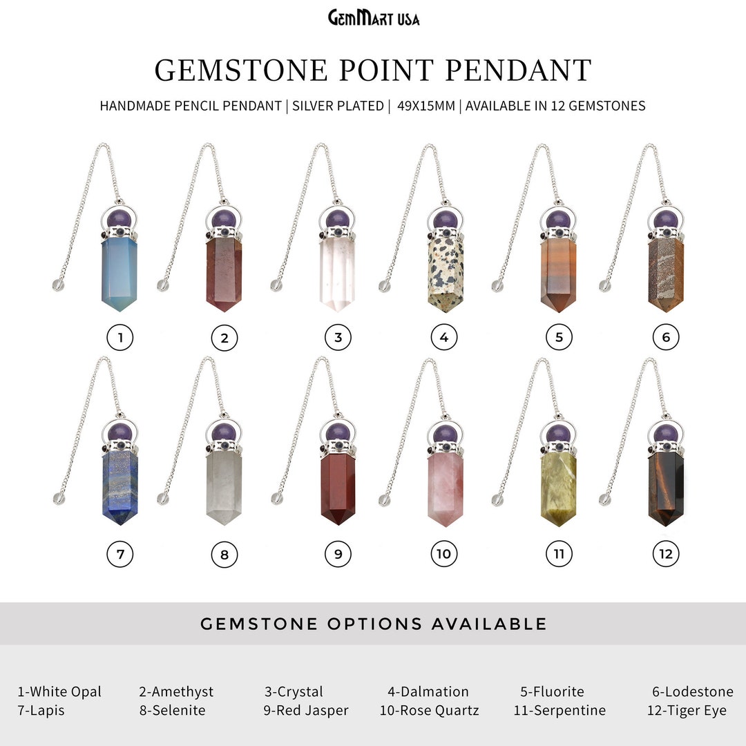 Gemstone Point Pendant, Pendulum Pendant, Ball Stone Pendant, Boho ...