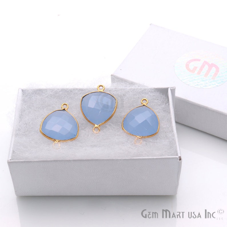 Light Blue Chalcedony Connector, 14mm Trillion Connector, Gold Bail ...