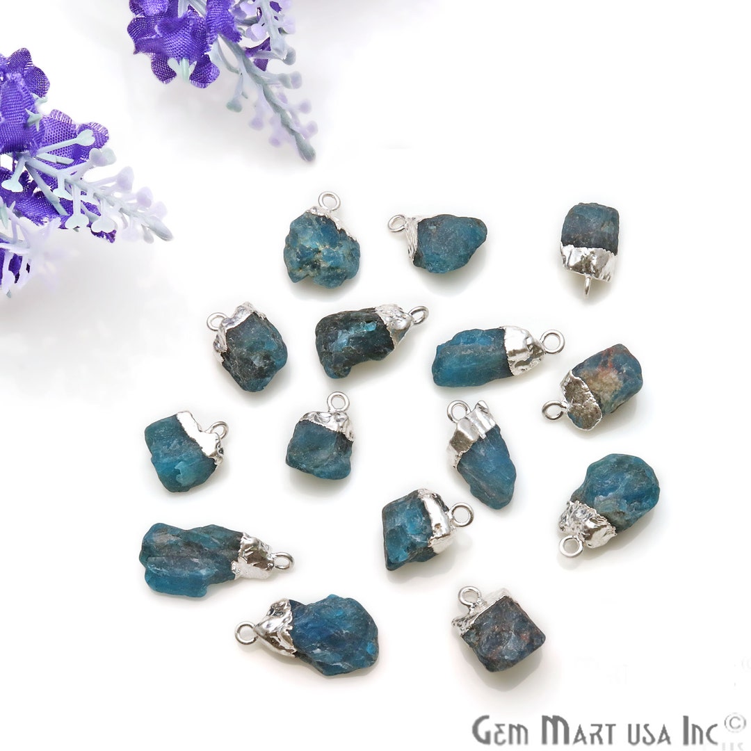 Neon Apatite Raw Nugget Crystal Gemstone Silver Electroplated, Jewelry ...