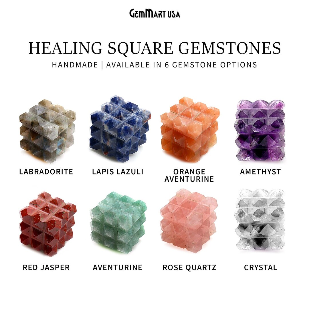 Healing Square Gemstone, Metaphysical Crystal, Platonic Solid Stone ...