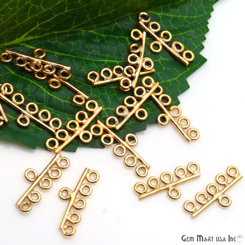 2 Pair Lot Gold End Bar, 5 Strand, Gold Plated Multi Strand Connector ...