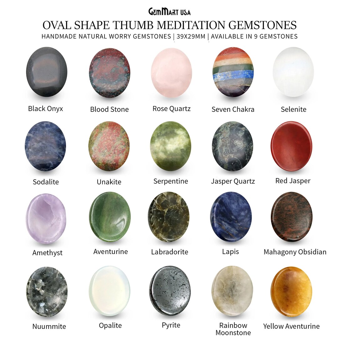 Thumb Meditation Gemstones, 39x29mm Oval Gemstones for Thumb, Hand ...