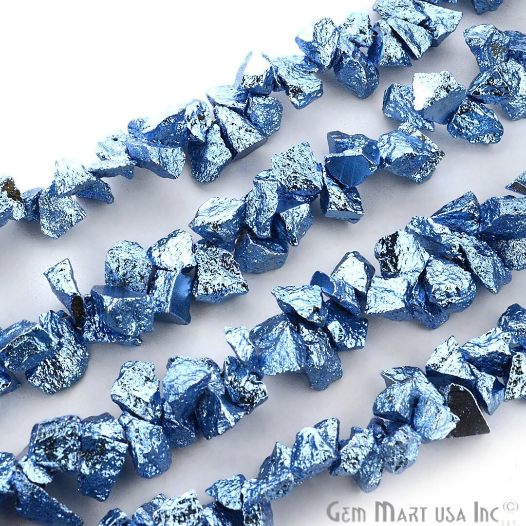1 Strand Light Blue Pyrite Aaa High Quality Rough Nugget 10