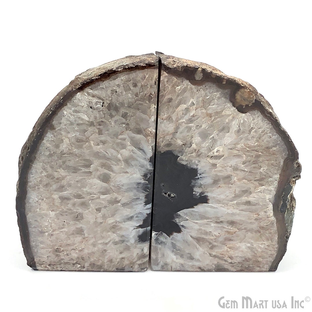 Large Geode Bookend. Black Agate Bookend Pair. 3.3lbs, 4-5inch. Mineral ...