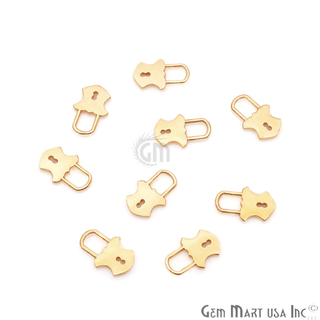 Metal Finding Lock Shape Charm, Gold Plated Findings, Laser Charms ...