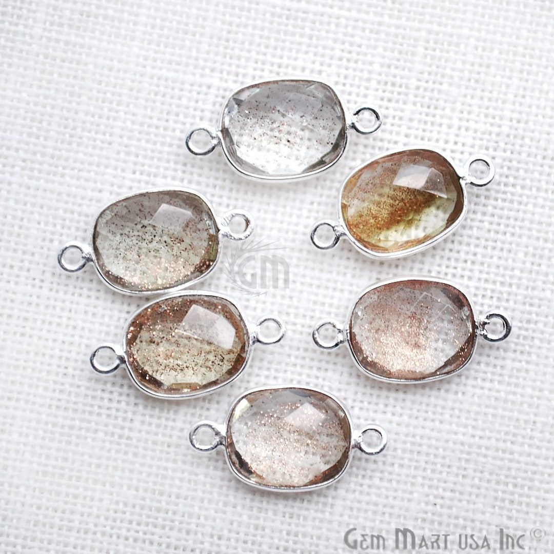 Copper Infused Bezel Connector, 9x11mm Octagon Shape, Silver Plated ...