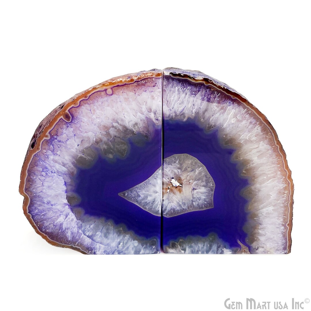 Large Geode Bookend. Purple Agate Bookend Pair. 4.19lbs, 5-6inch ...