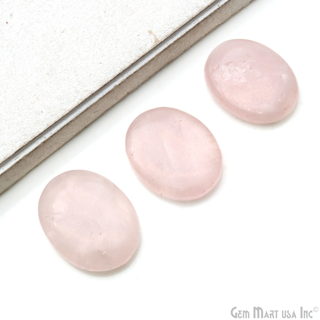 Rose Quartz Oval Worry Stone - Natural Hand-carved Thumb Gemstone ...