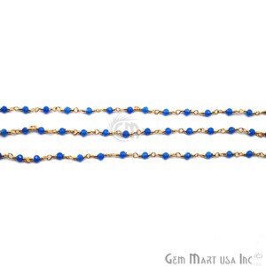 Sky Blue Chalcedony Chain, Rosary Chain, Faceted Bead Chain, Tiny Bead ...