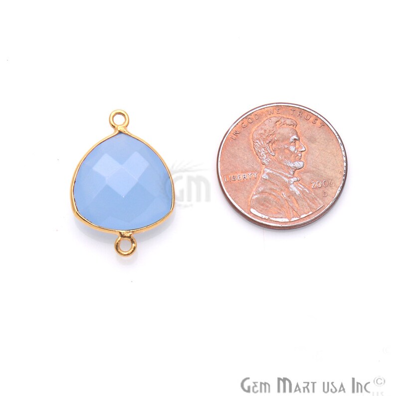 Light Blue Chalcedony Connector, 14mm Trillion Connector, Gold Bail ...