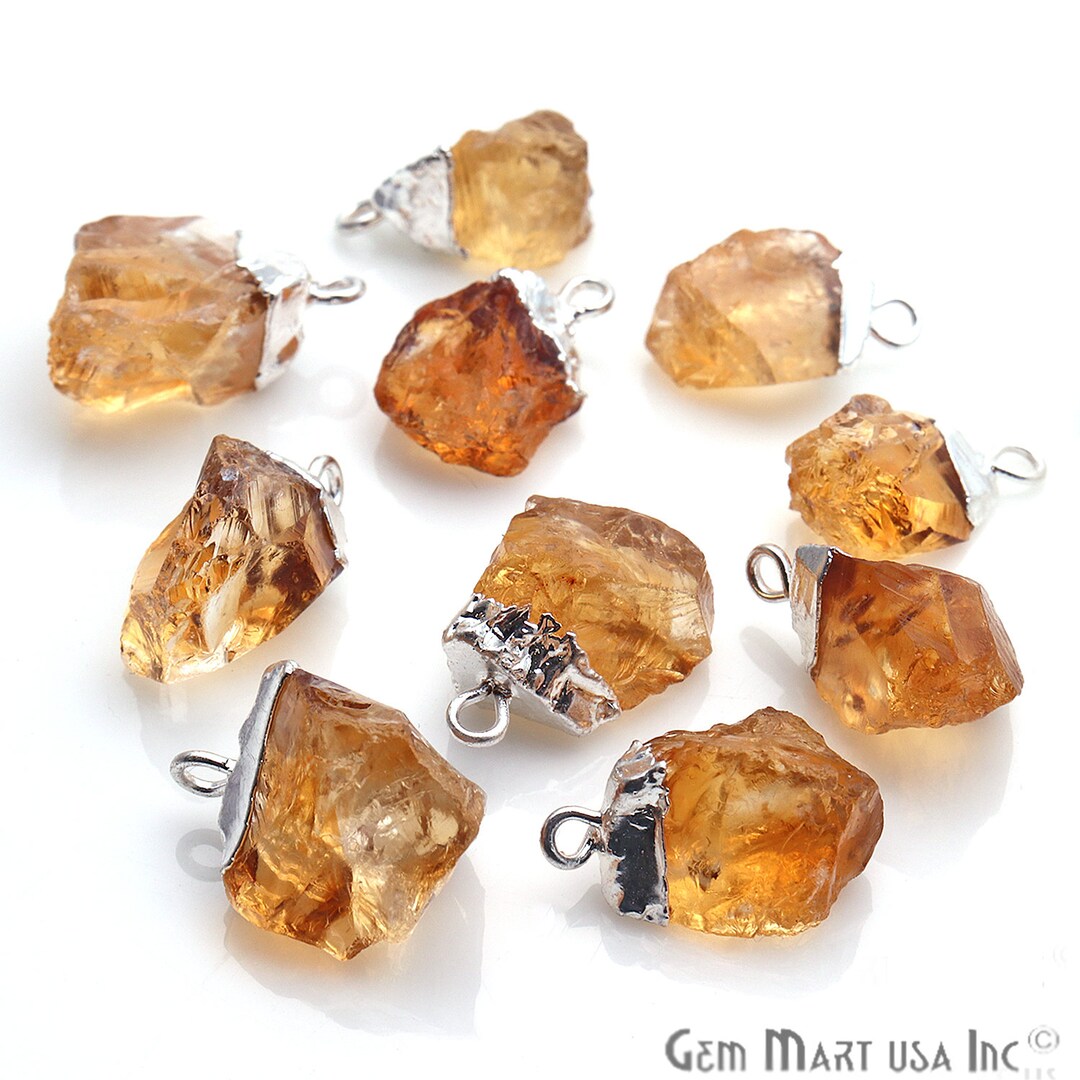 Citrine Natural Raw Nugget Crystal Gemstone Silver Electroplated ...