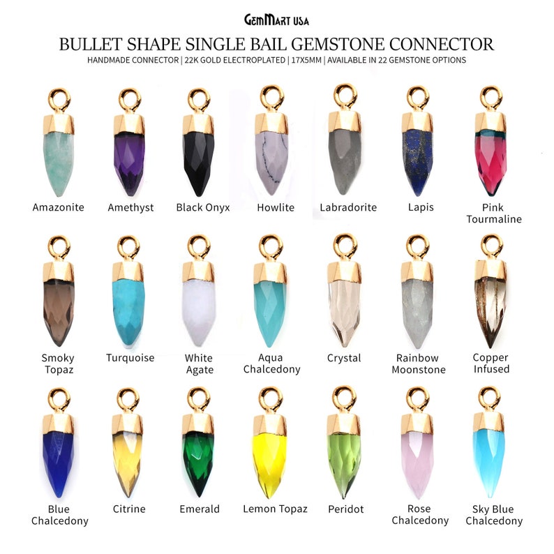 Bullet Shape Gemstone Connector 17x5mm Bullet Spike Point | Etsy