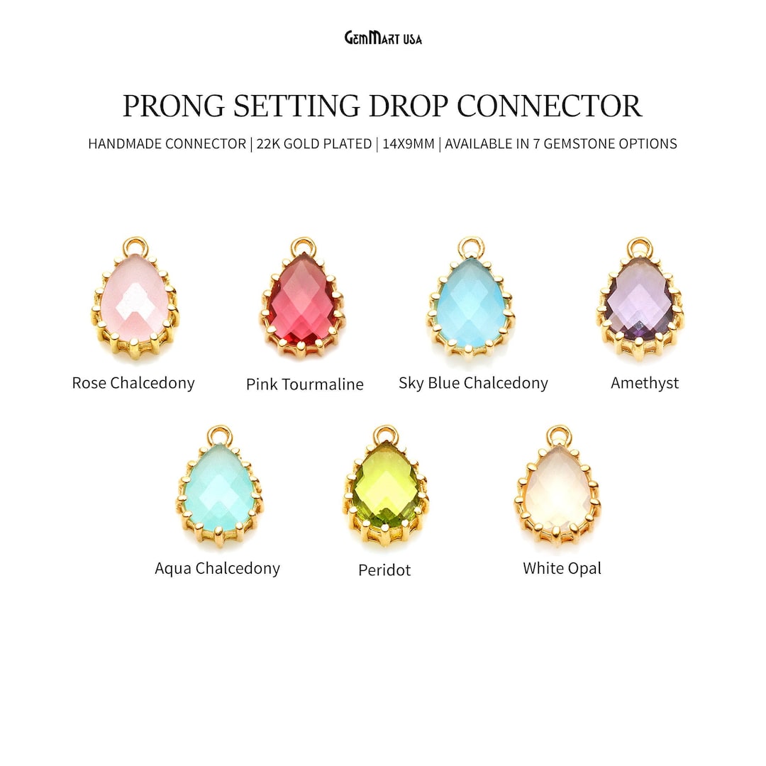 Drop Gemstone Connector, Faceted Connector, Prong Setting, Jewelry ...