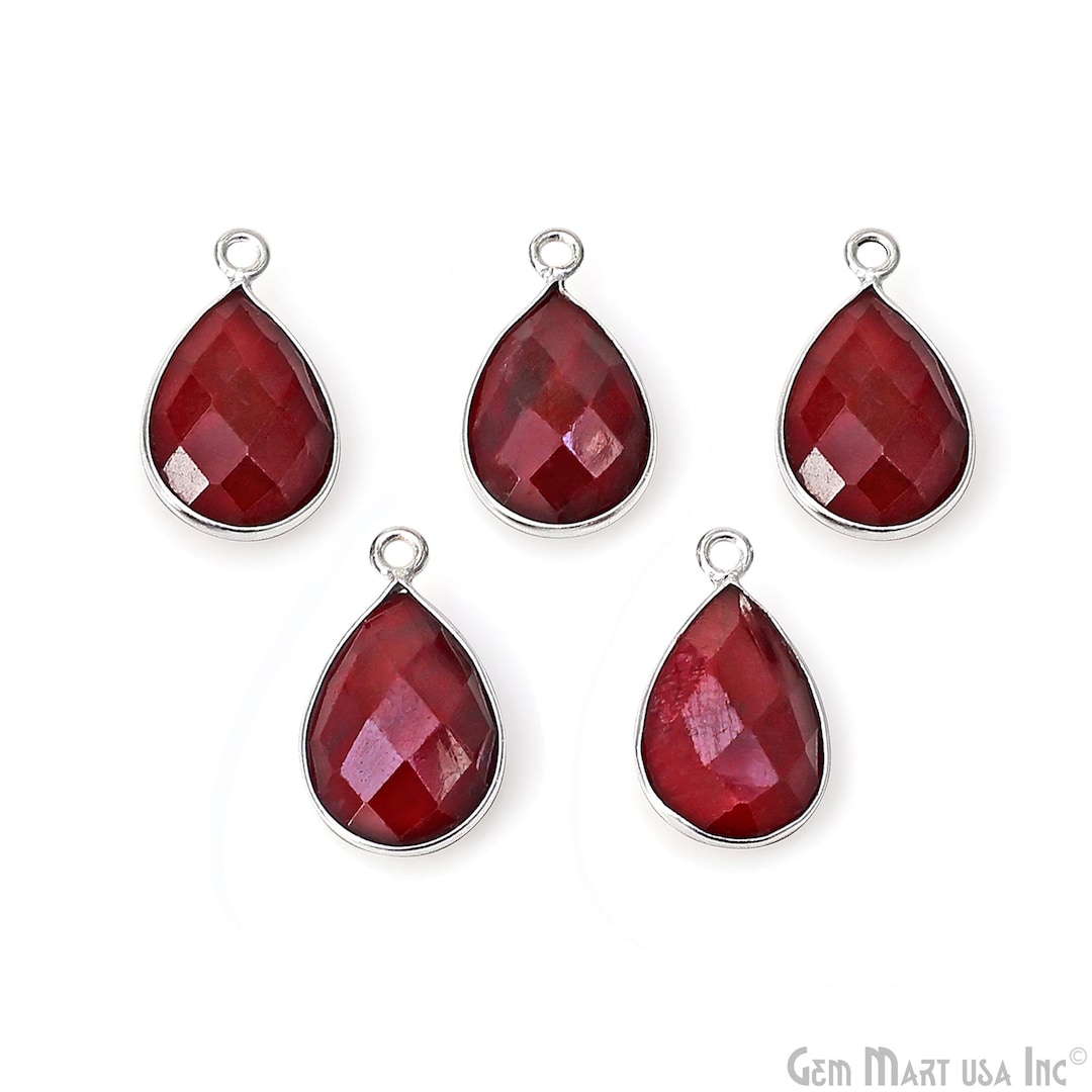 Natural Ruby Gemstone, Bezel Pears Shape Connector, 10x14mm Pears ...