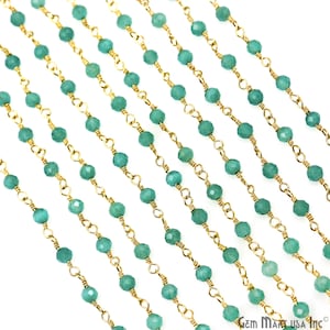 Dark Green Monalisa Chain, Rosary Chain, Faceted Bead Chain, Gold ...