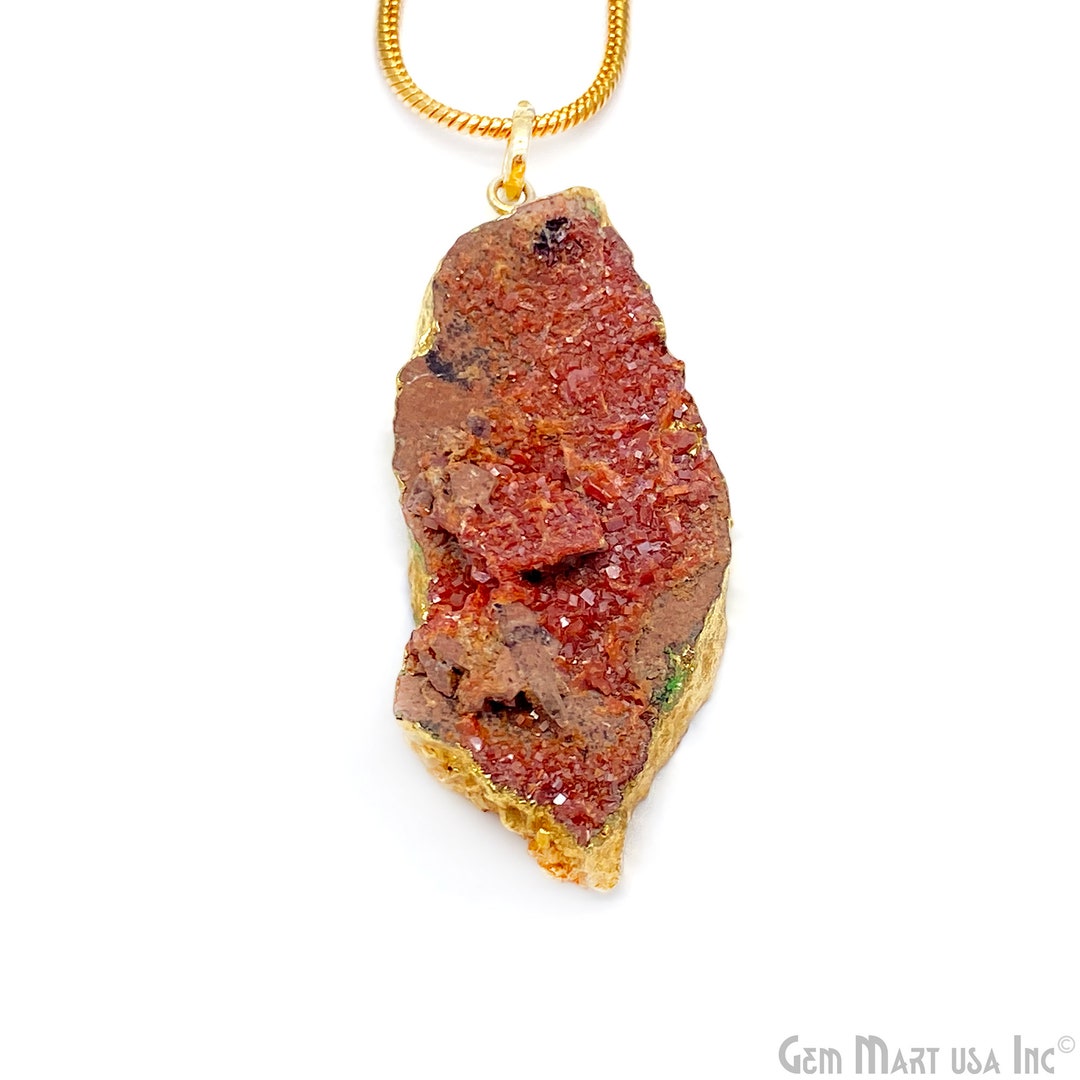 Vanadinite Rough Pendant, Free Form Shape Single Gold Bail Pendant ...
