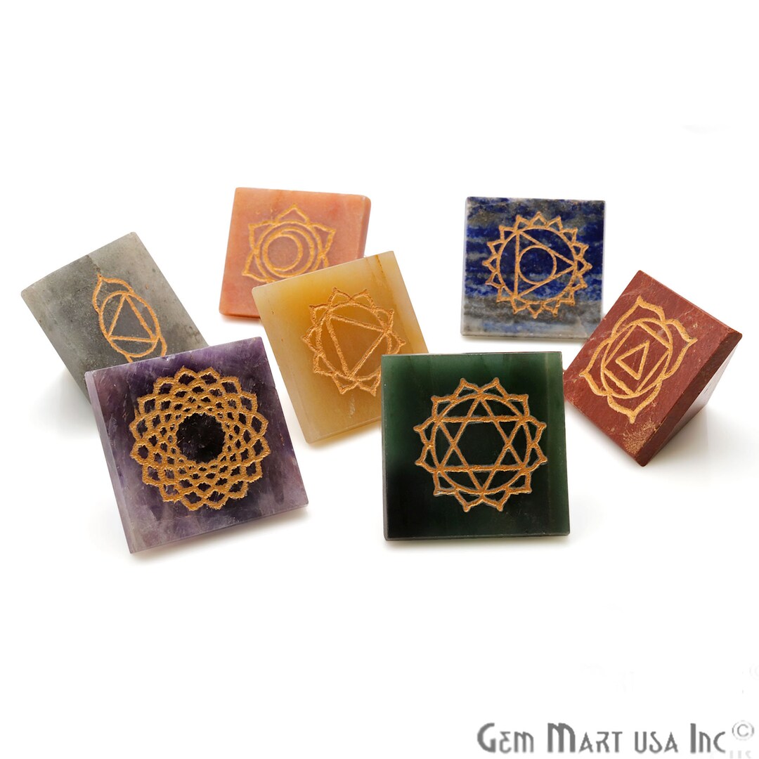 7 Chakra Gemstones 7pc Lot, Pyramid Stones, Healing Stones, Spiritual ...