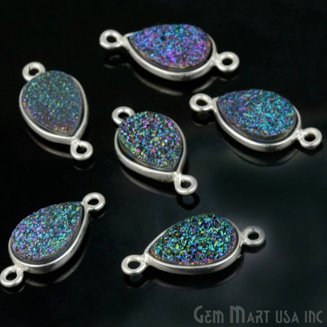 Natural Green Druzy Bezel Pears Shape Connector 8x12mm Pears - Etsy