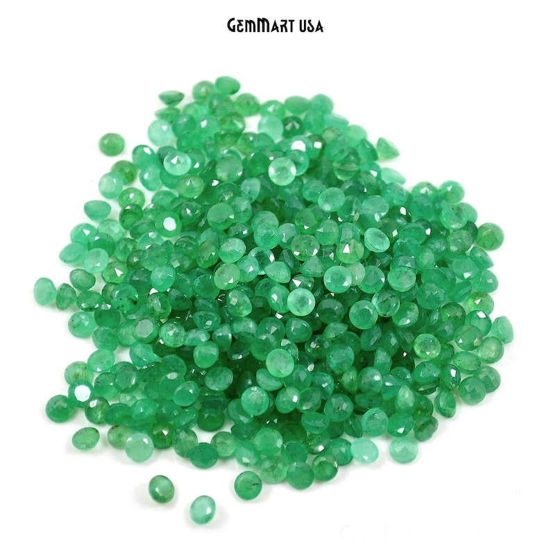 Emerald Round Gemstone, 4mm, 5+ Carats, 100% Natural Faceted Loose Gems ...