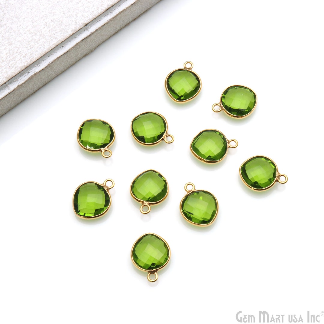 Peridot Quartz Heart Shape Connector, 10mm Peridot Faceted Gemstone ...
