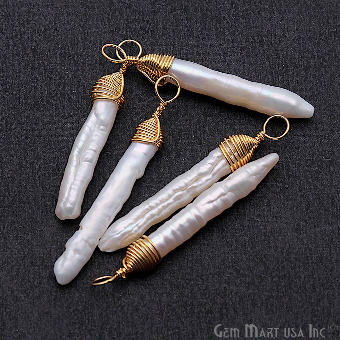 Pearl Connector, Gold Wire Wrapped Connector, Gemstone Pearl Pendant ...