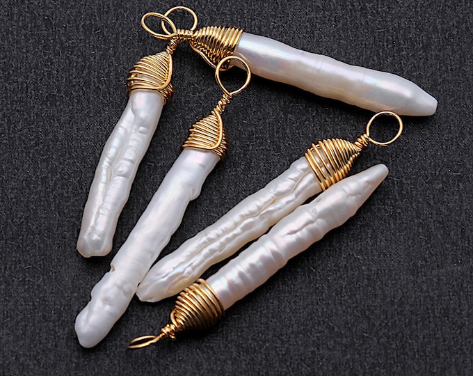 Pearl Connector Gold Wire Wrapped Connector Gemstone Pearl | Etsy