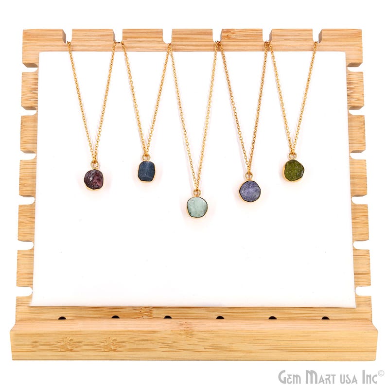 Raw Nugget Charm Gold Plated, Small Rough Gemstone, Organic Pendant for ...