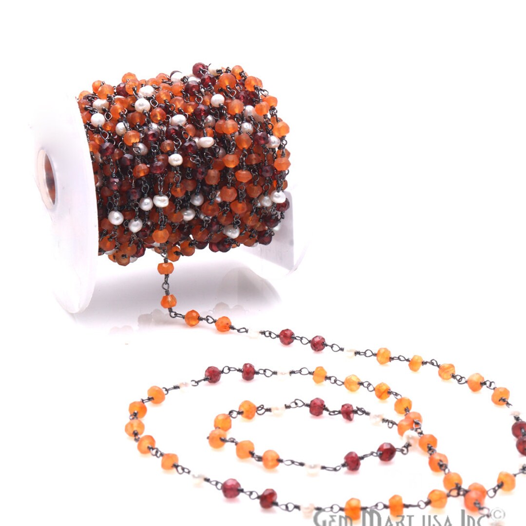 Rosary Chain, Carnelian Rosary Chain, Garnet Rosary, Freshwater Pearl ...