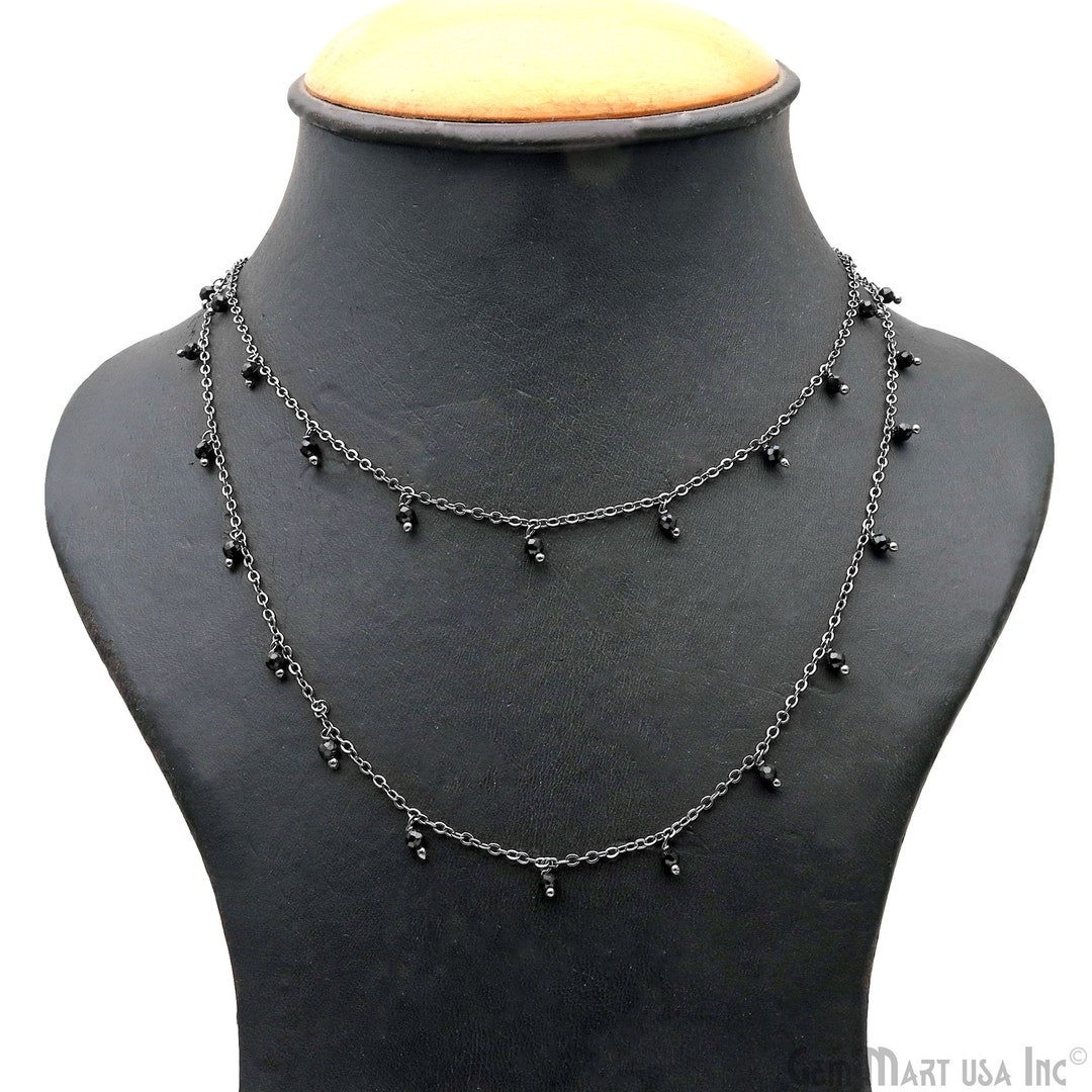 Black Spinel Rosary Chain, Cluster Chain, Grape Chain, Black Handmade ...