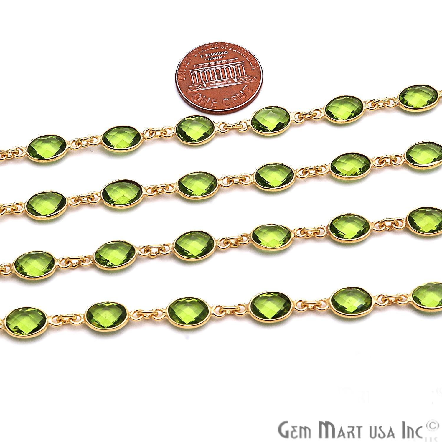 Peridot Bezel Connector Chain, Gold Plated Gemstone Chain, Bracelet ...